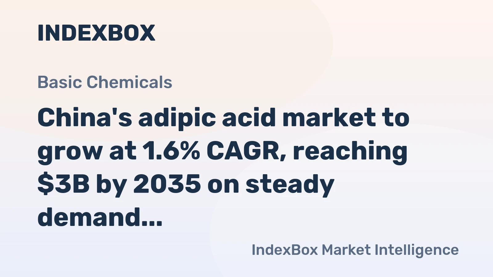 China's adipic acid market to grow at 1.6% CAGR, reaching $3B by 2035 on steady demand.