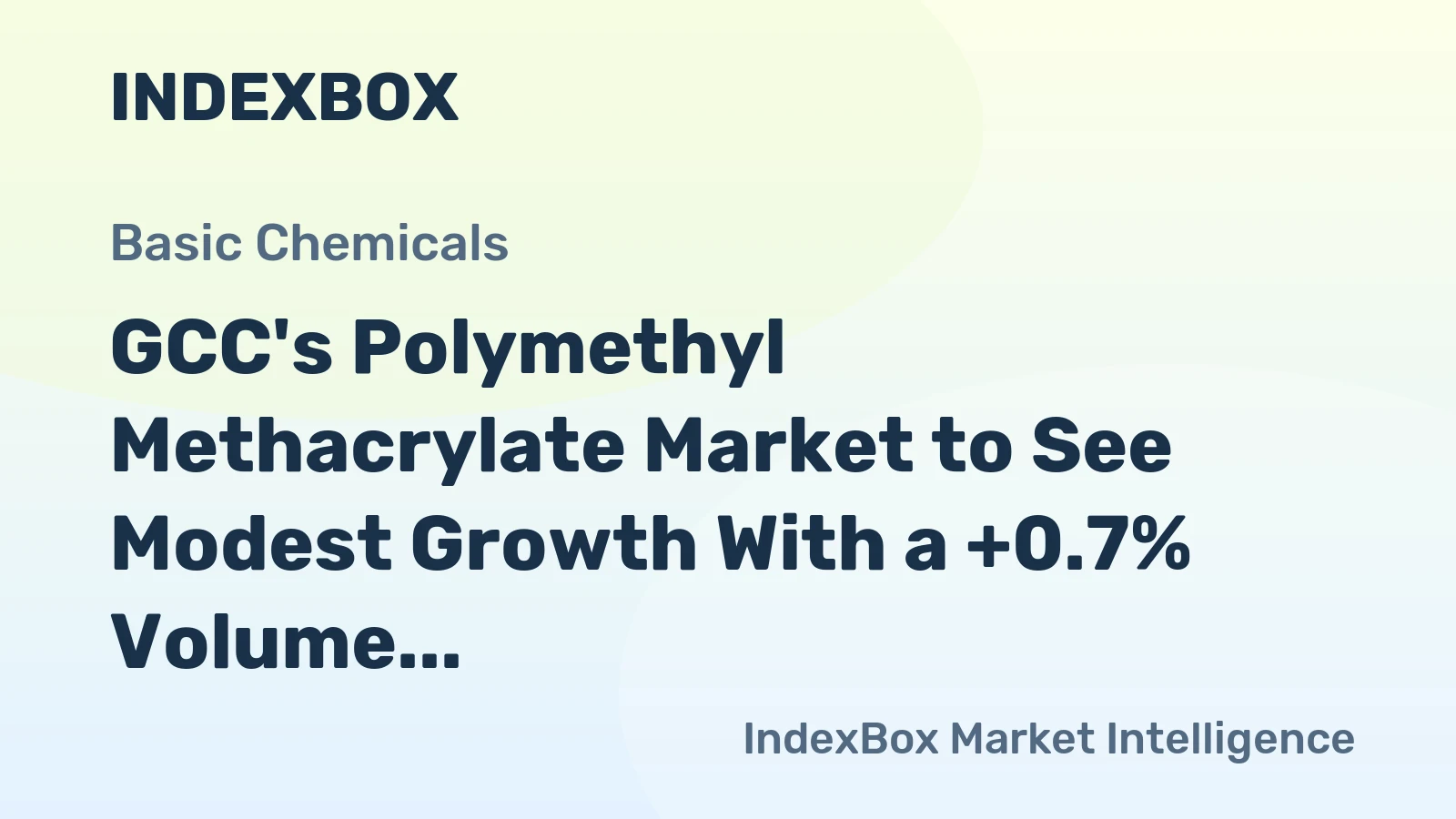 GCC's Polymethyl Methacrylate Market to See Modest Growth With a +0.7% Volume CAGR