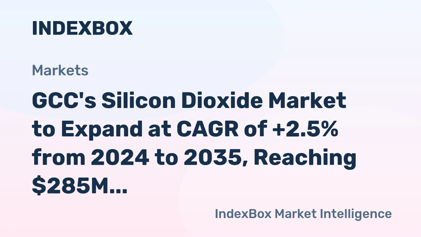 GCC's Silicon Dioxide Market to Expand at CAGR of +2.5% from 2024 to 2035, Reaching $285M by 2035