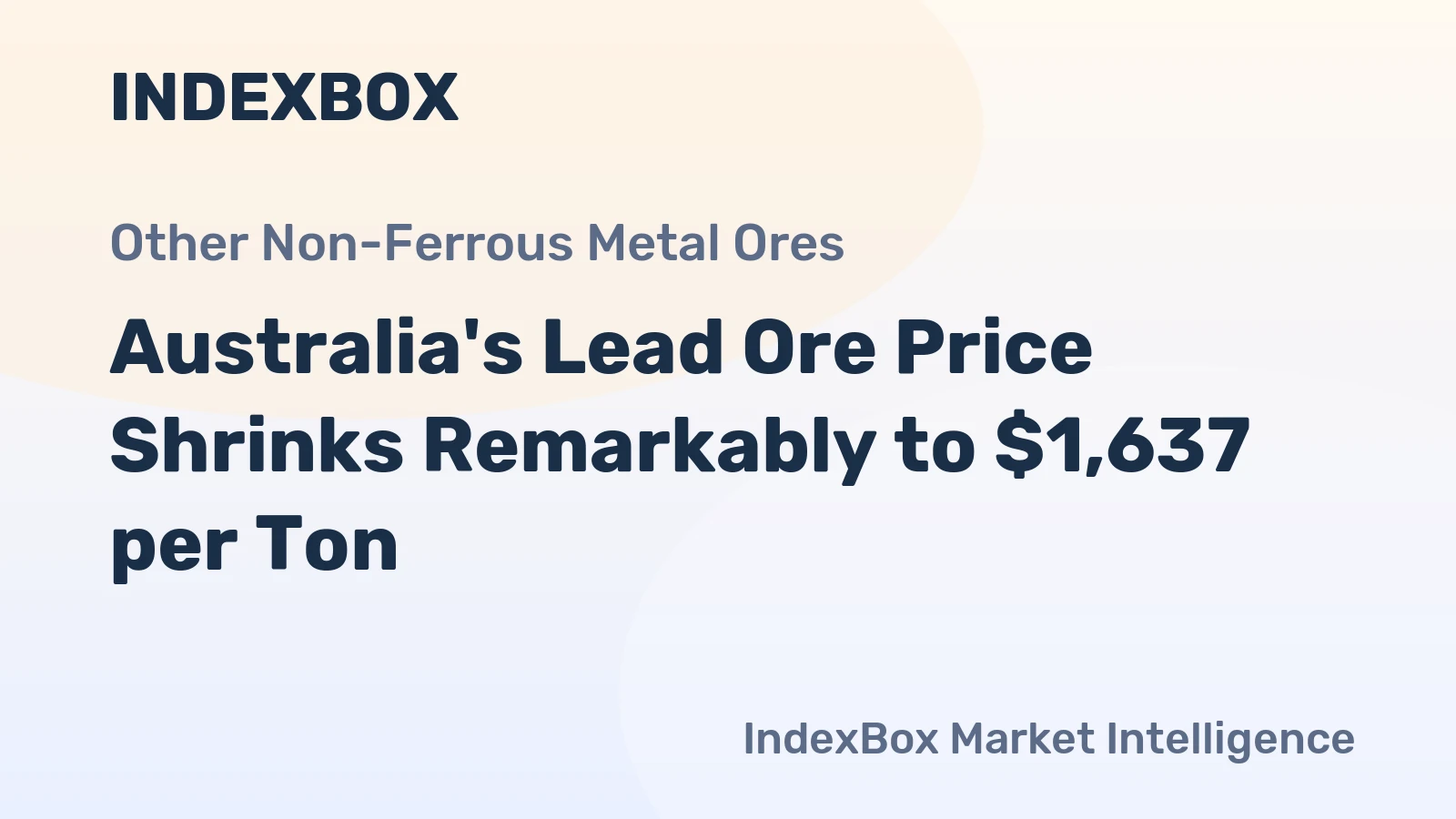 Australia's Lead Ore Price Shrinks Remarkably to $1,637 per Ton