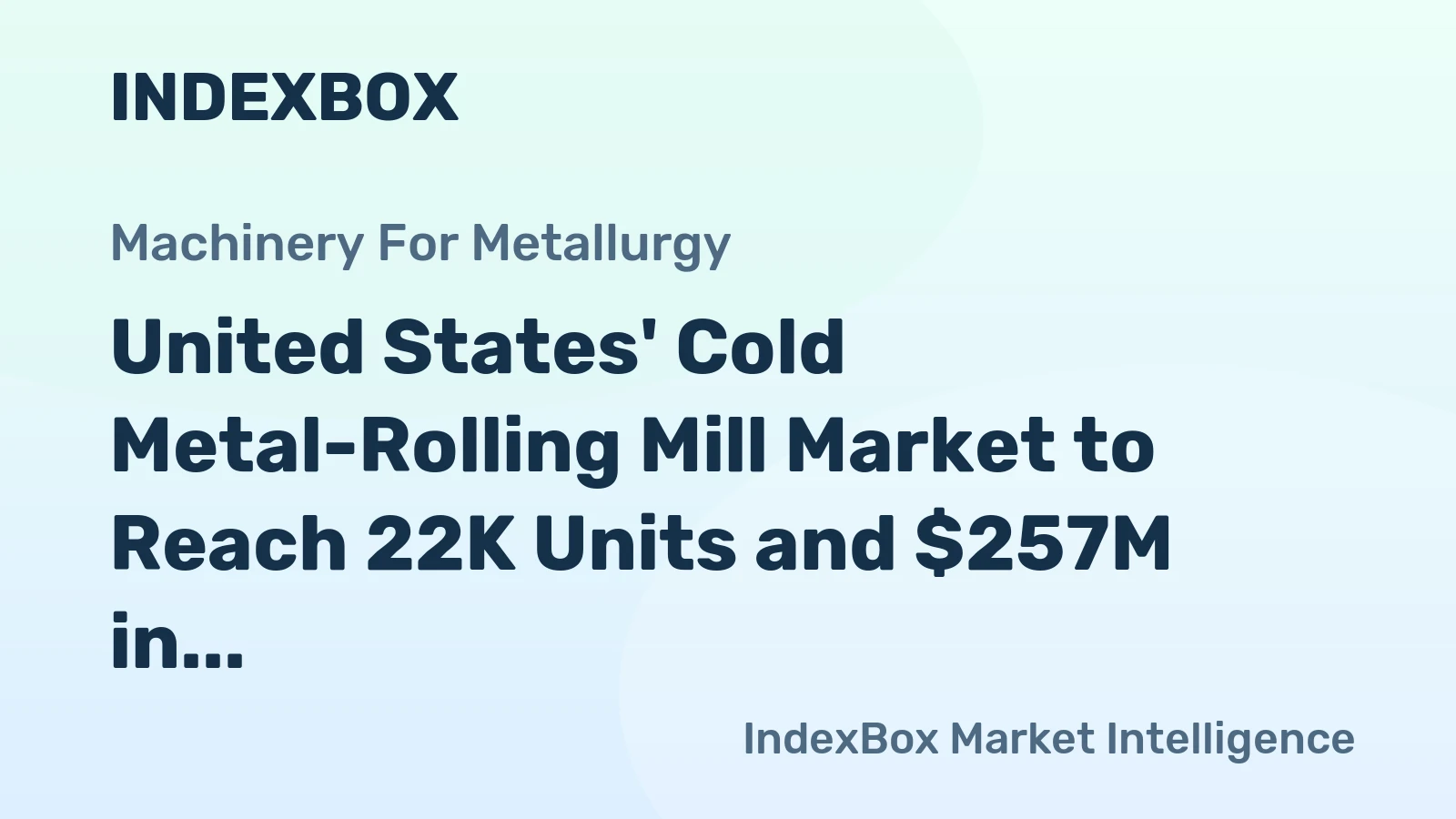 United States' Cold Metal-Rolling Mill Market to Reach 22K Units and $257M in Value