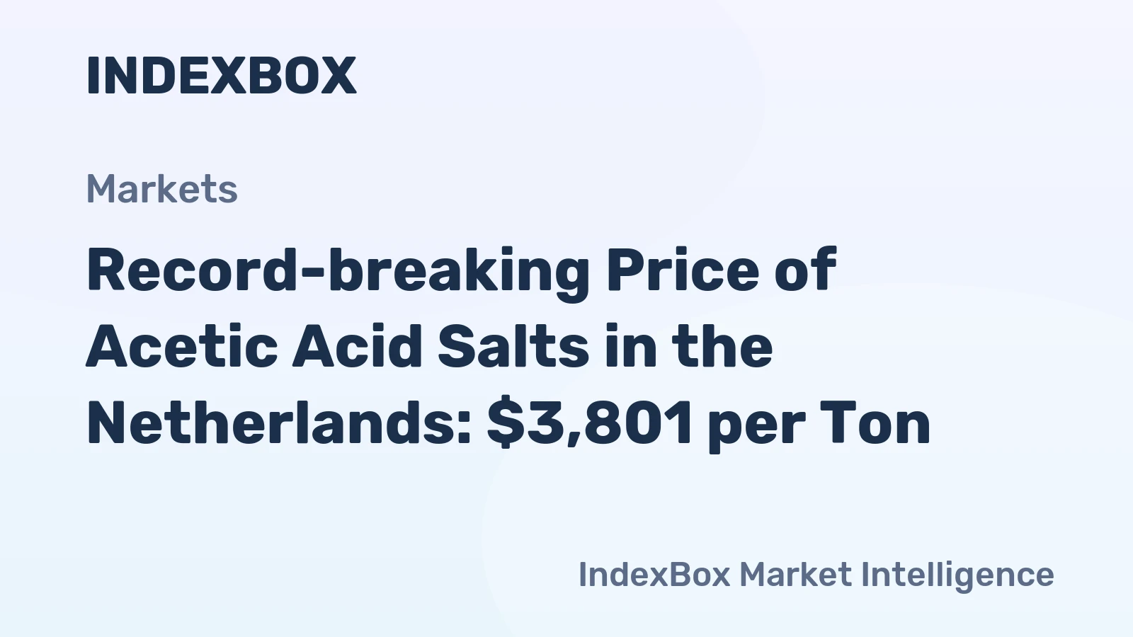Record-breaking Price of Acetic Acid Salts in the Netherlands: $3,801 per Ton
