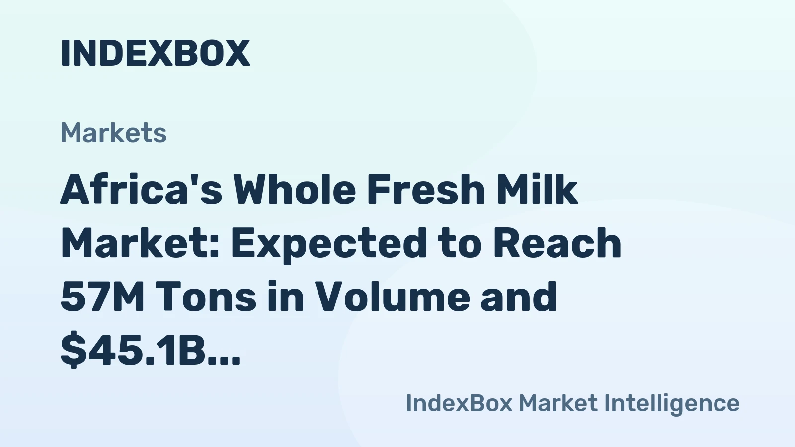 Africa's Whole Fresh Milk Market: Expected to Reach 57M Tons in Volume and $45.1B in Value by 2035