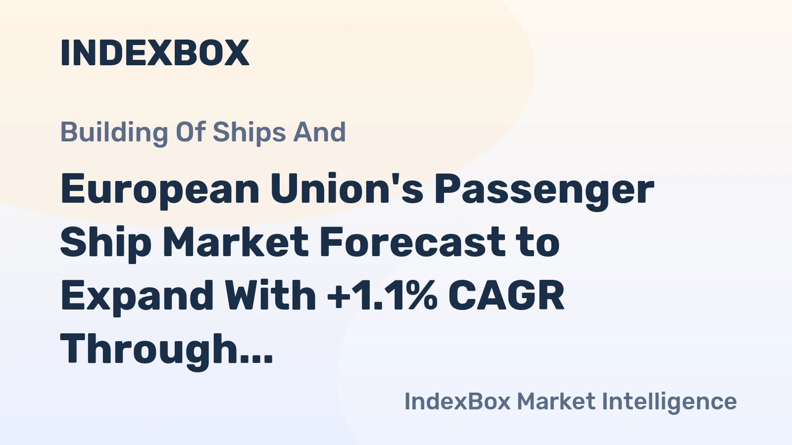 European Union's Passenger Ship Market Forecast to Expand With +1.1% CAGR Through 2035