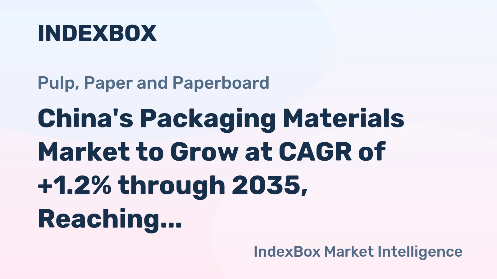 China's Packaging Materials Market to Grow at CAGR of +1.2% through 2035, Reaching $145.4B in Value