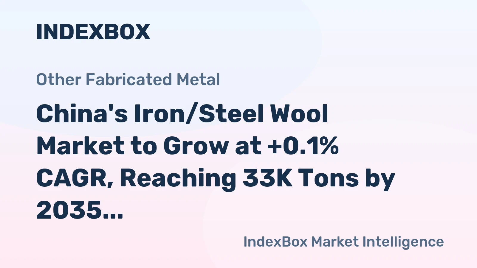China's Iron/Steel Wool Market to Grow at +0.1% CAGR, Reaching 33K Tons by 2035