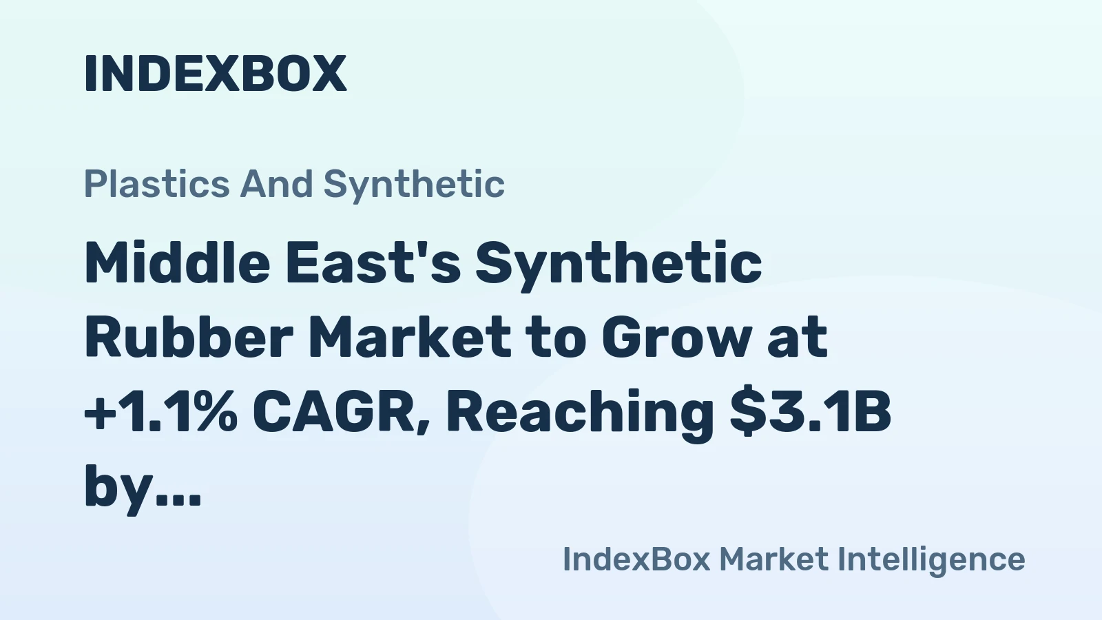 Middle East's Synthetic Rubber Market to Grow at +1.1% CAGR, Reaching $3.1B by 2035