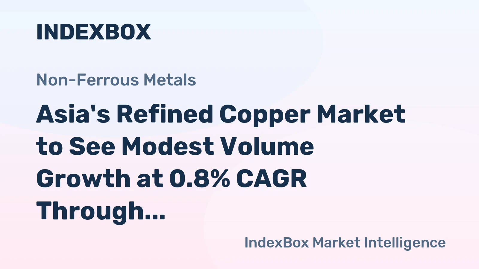 Asia's Refined Copper Market to See Modest Volume Growth at 0.8% CAGR Through 2035