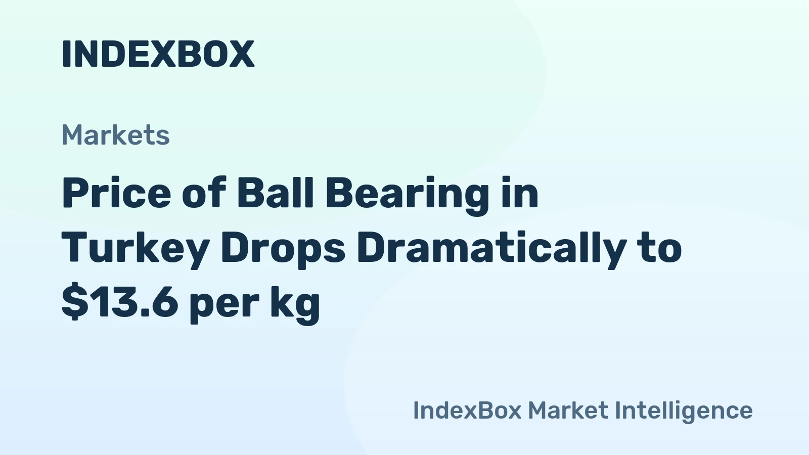 Price of Ball Bearing in Turkey Drops Dramatically to $13.6 per kg
