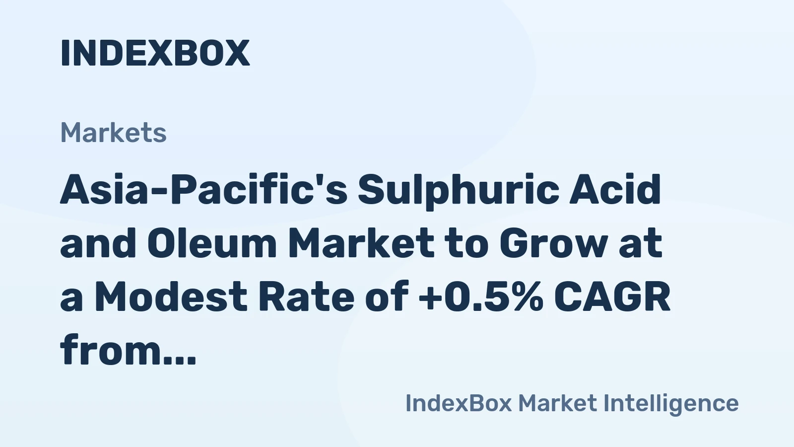 Asia-Pacific's Sulphuric Acid and Oleum Market to Grow at a Modest Rate of +0.5% CAGR from 2024-2035