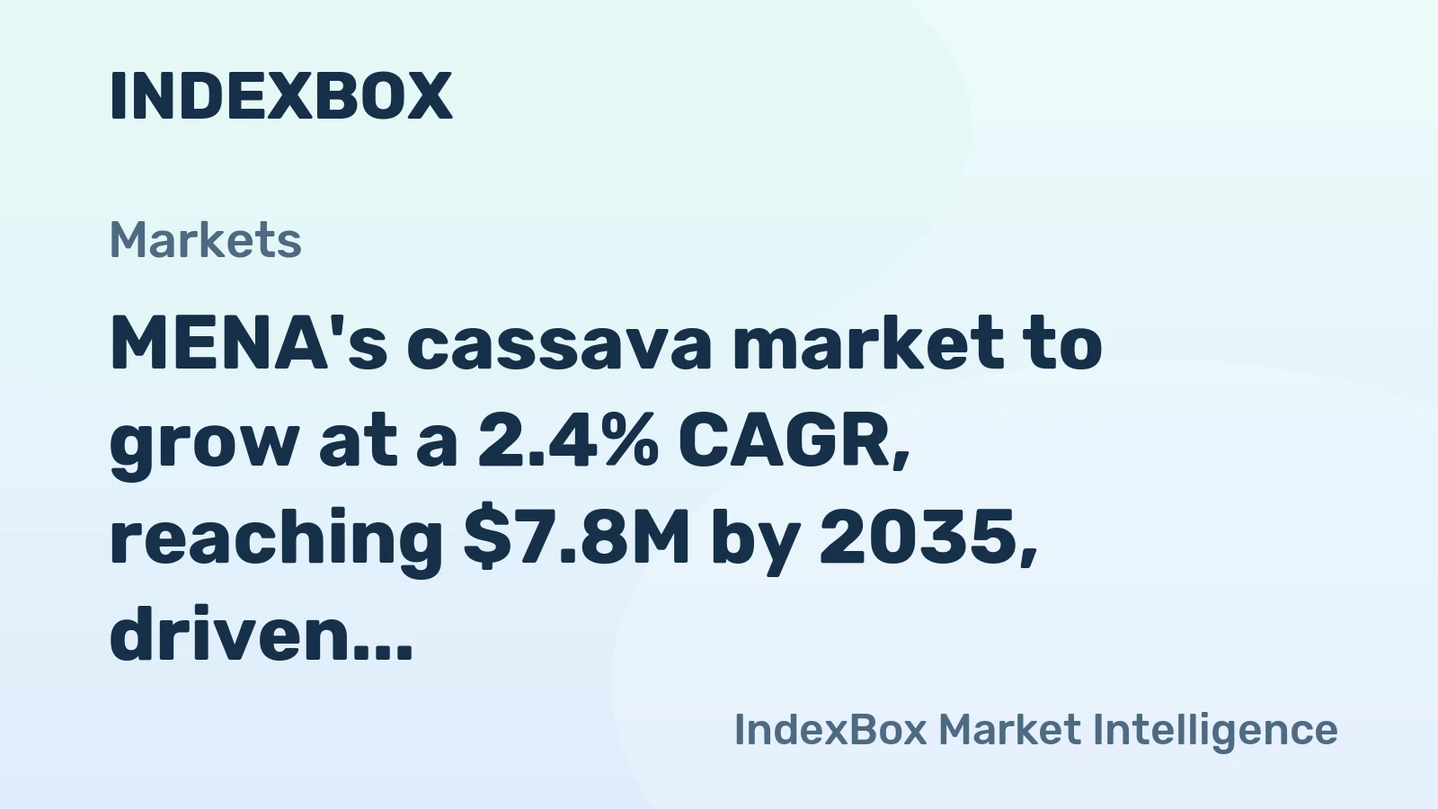 MENA's cassava market to grow at a 2.4% CAGR, reaching $7.8M by 2035, driven by rising demand.