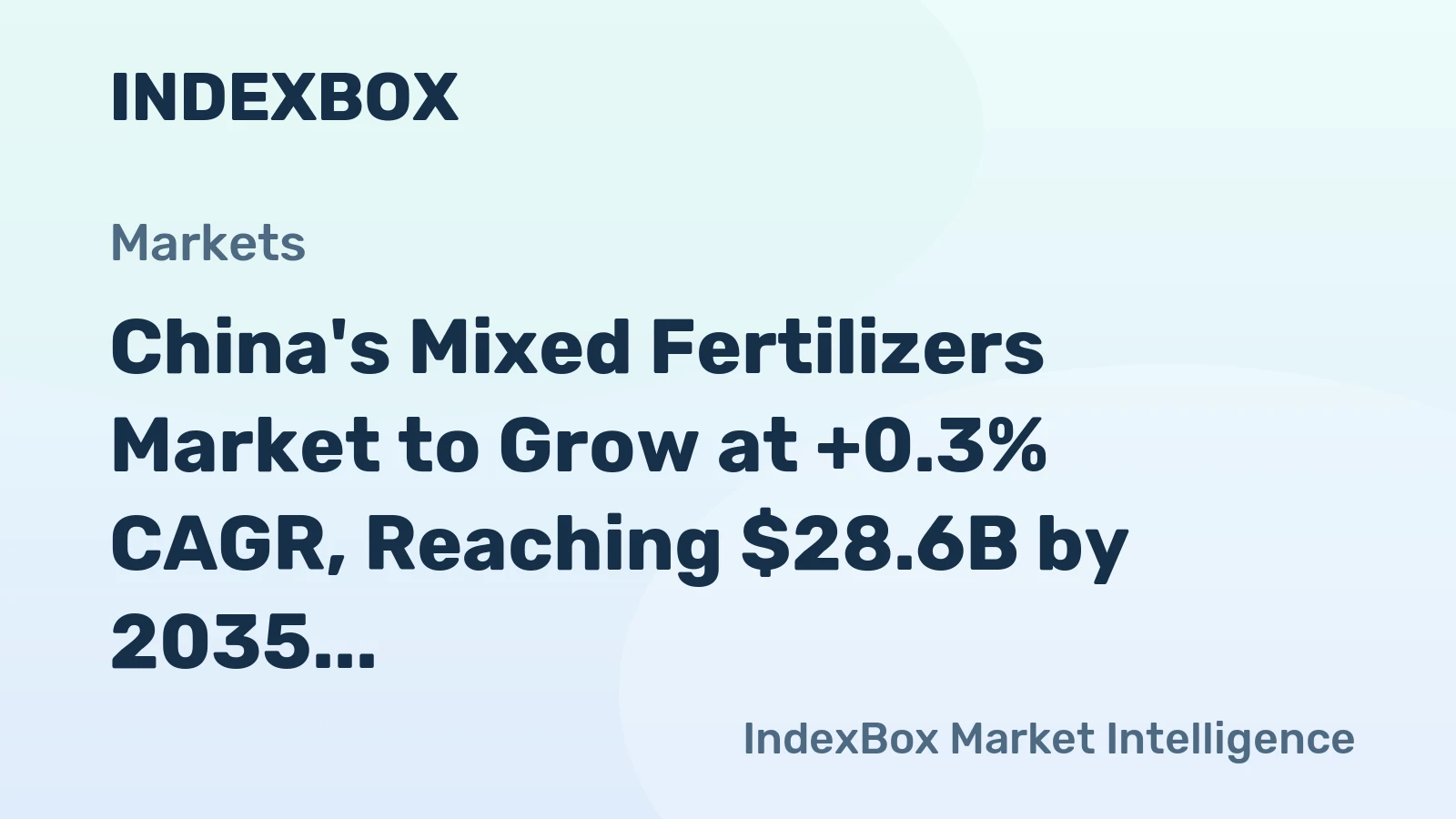 China's Mixed Fertilizers Market to Grow at +0.3% CAGR, Reaching $28.6B by 2035