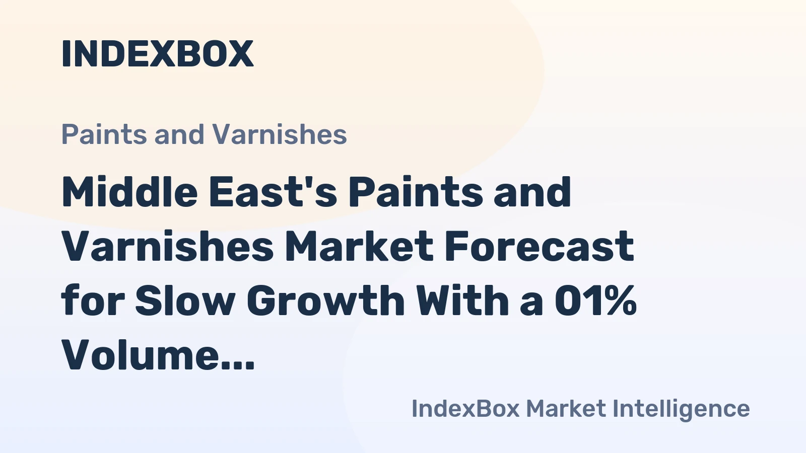 Middle East's Paints and Varnishes Market Forecast for Slow Growth With a 01% Volume CAGR Through 2035