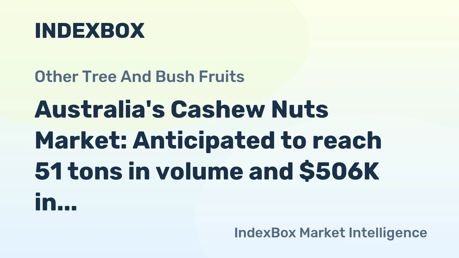 Australia's Cashew Nuts Market: Anticipated to reach 51 tons in volume and $506K in value by 2035