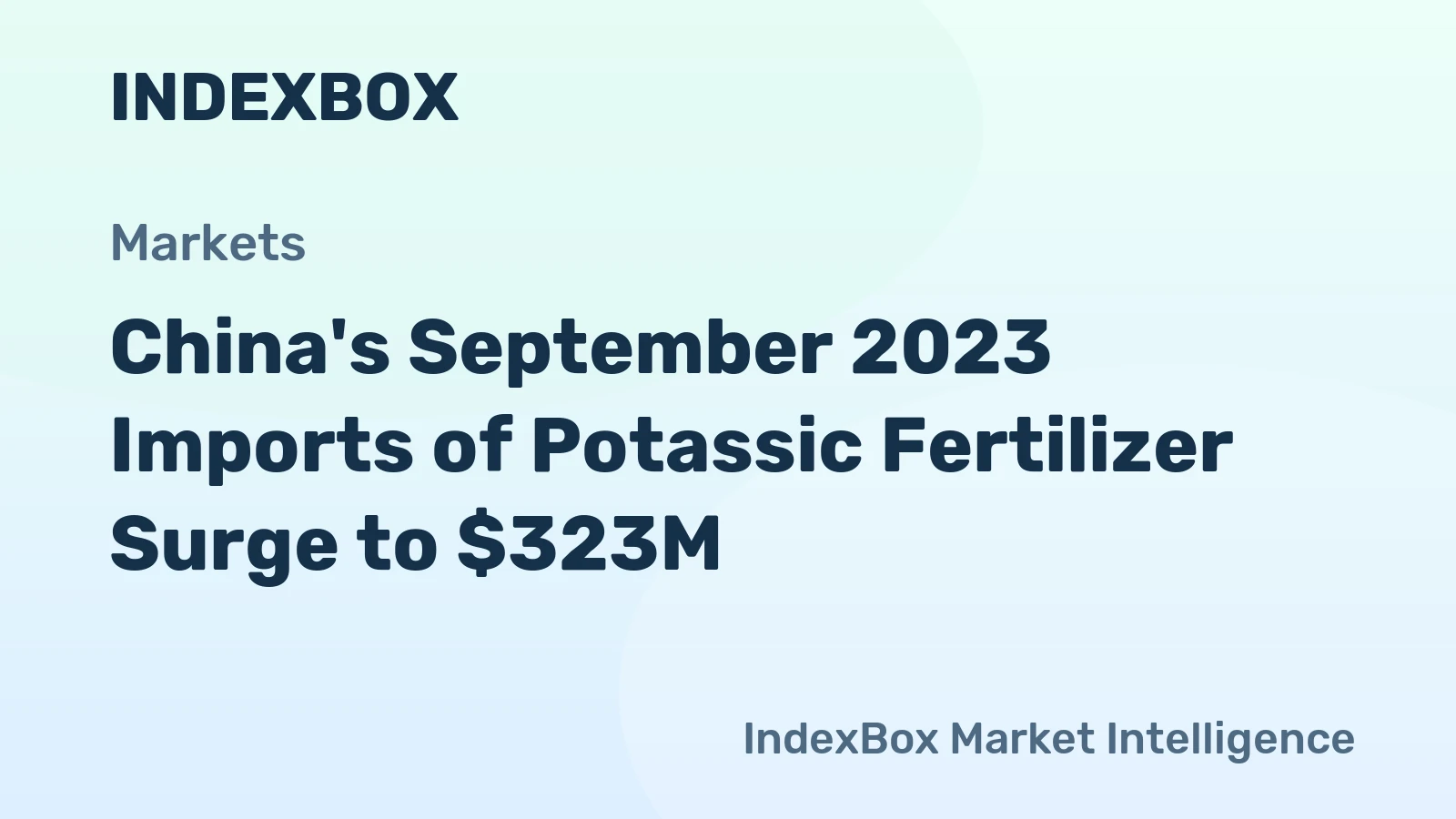 China's September 2023 Imports of Potassic Fertilizer Surge to $323M