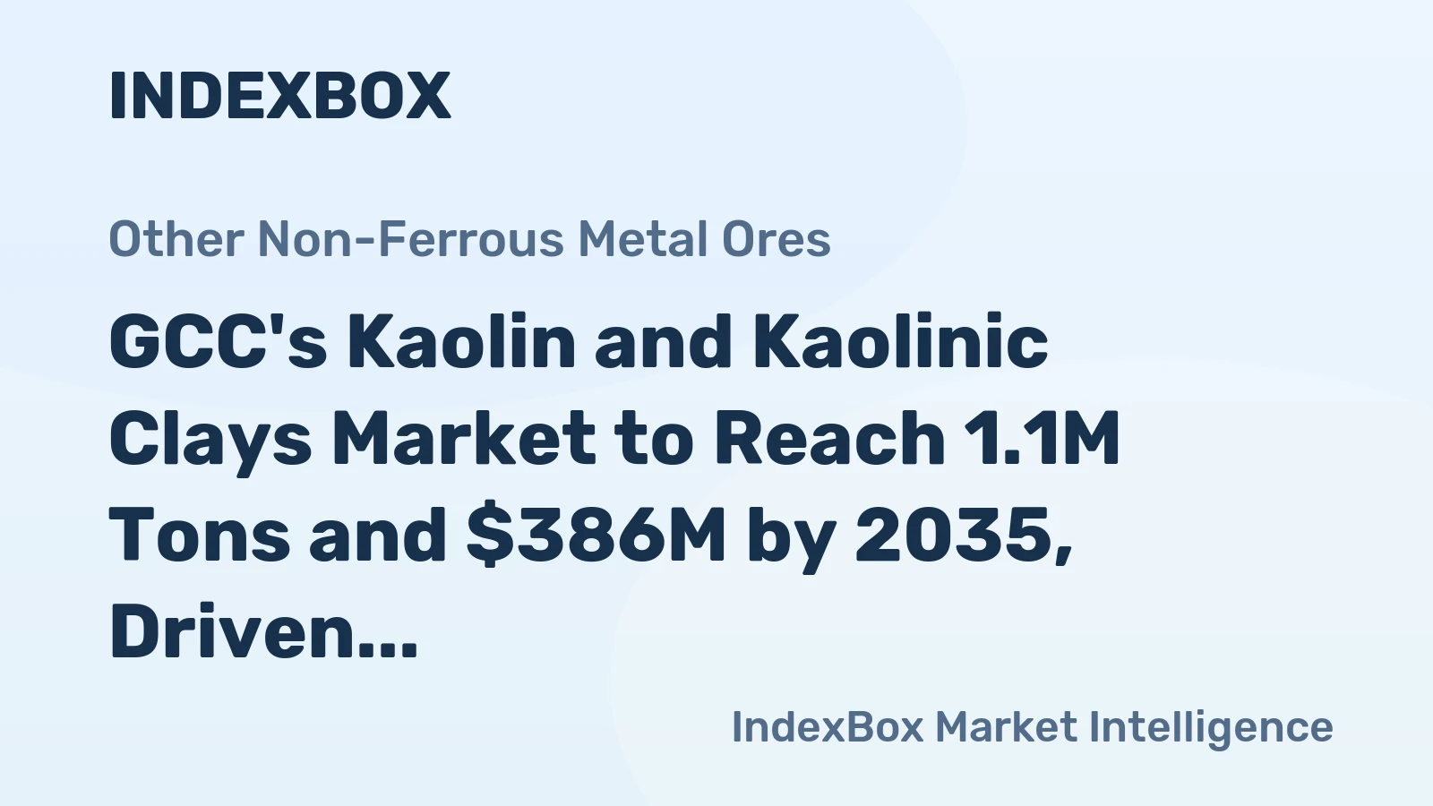 GCC's Kaolin and Kaolinic Clays Market to Reach 1.1M Tons and $386M by 2035, Driven by Increasing Demand