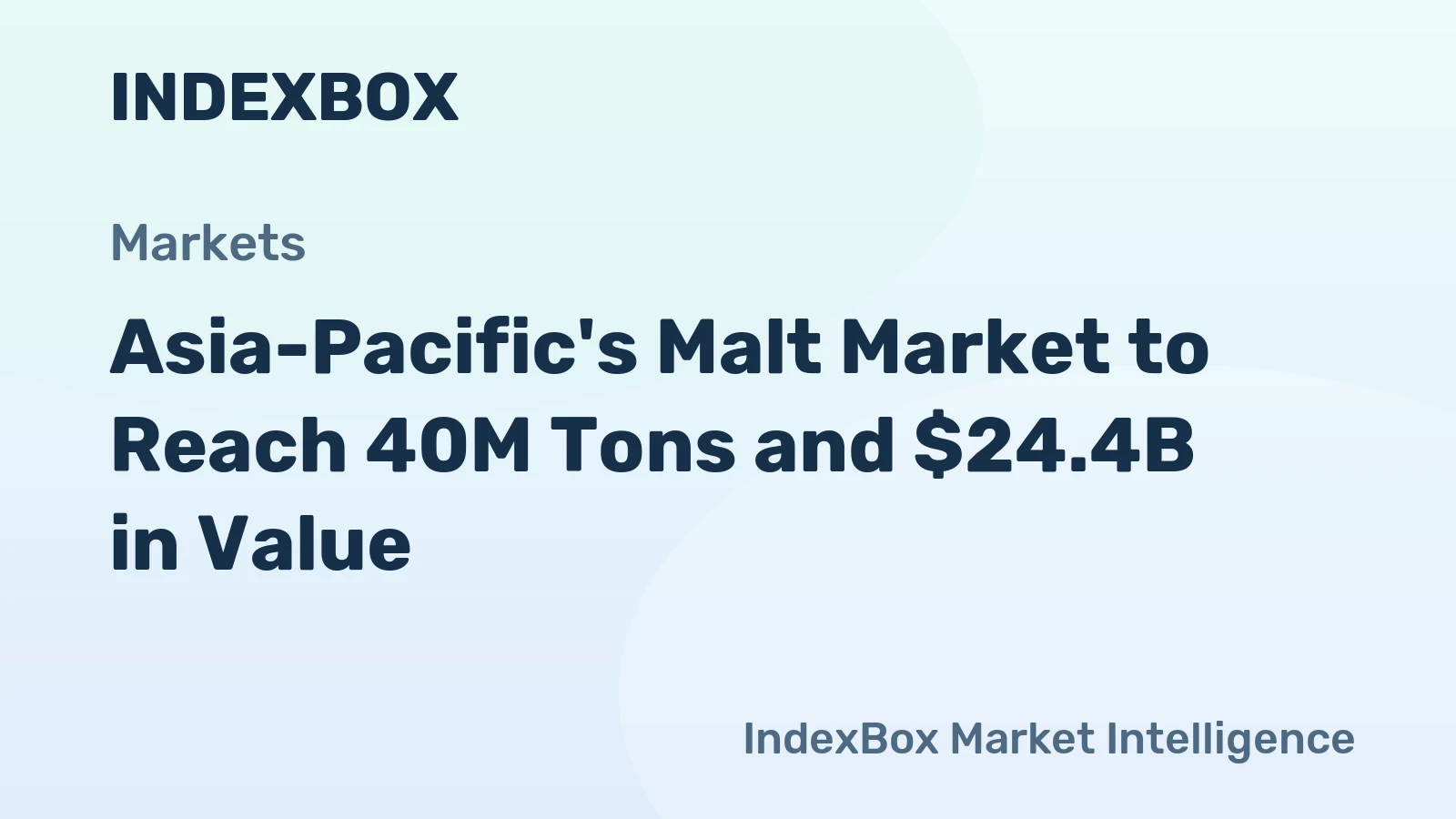 Asia-Pacific's Malt Market to Reach 40M Tons and $24.4B in Value