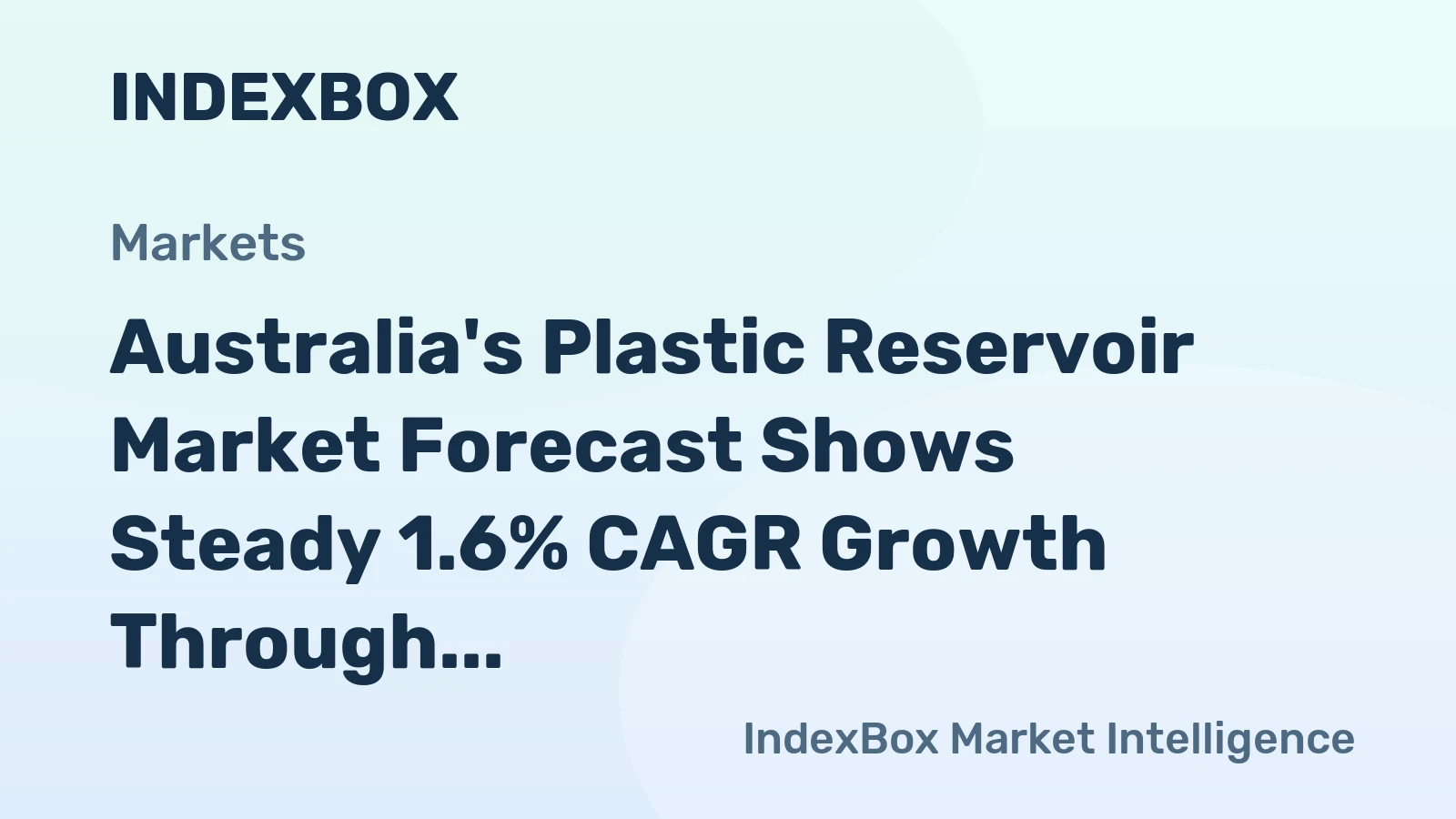 Australia's Plastic Reservoir Market Forecast Shows Steady 1.6% CAGR Growth Through 2035