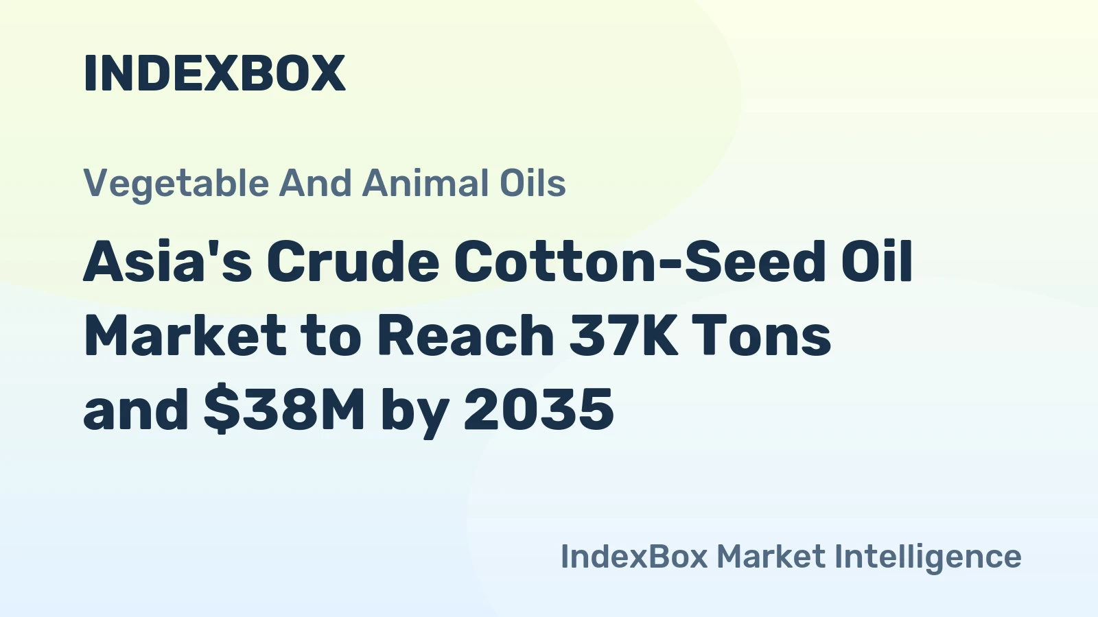 Asia's Crude Cotton-Seed Oil Market to Reach 37K Tons and $38M by 2035