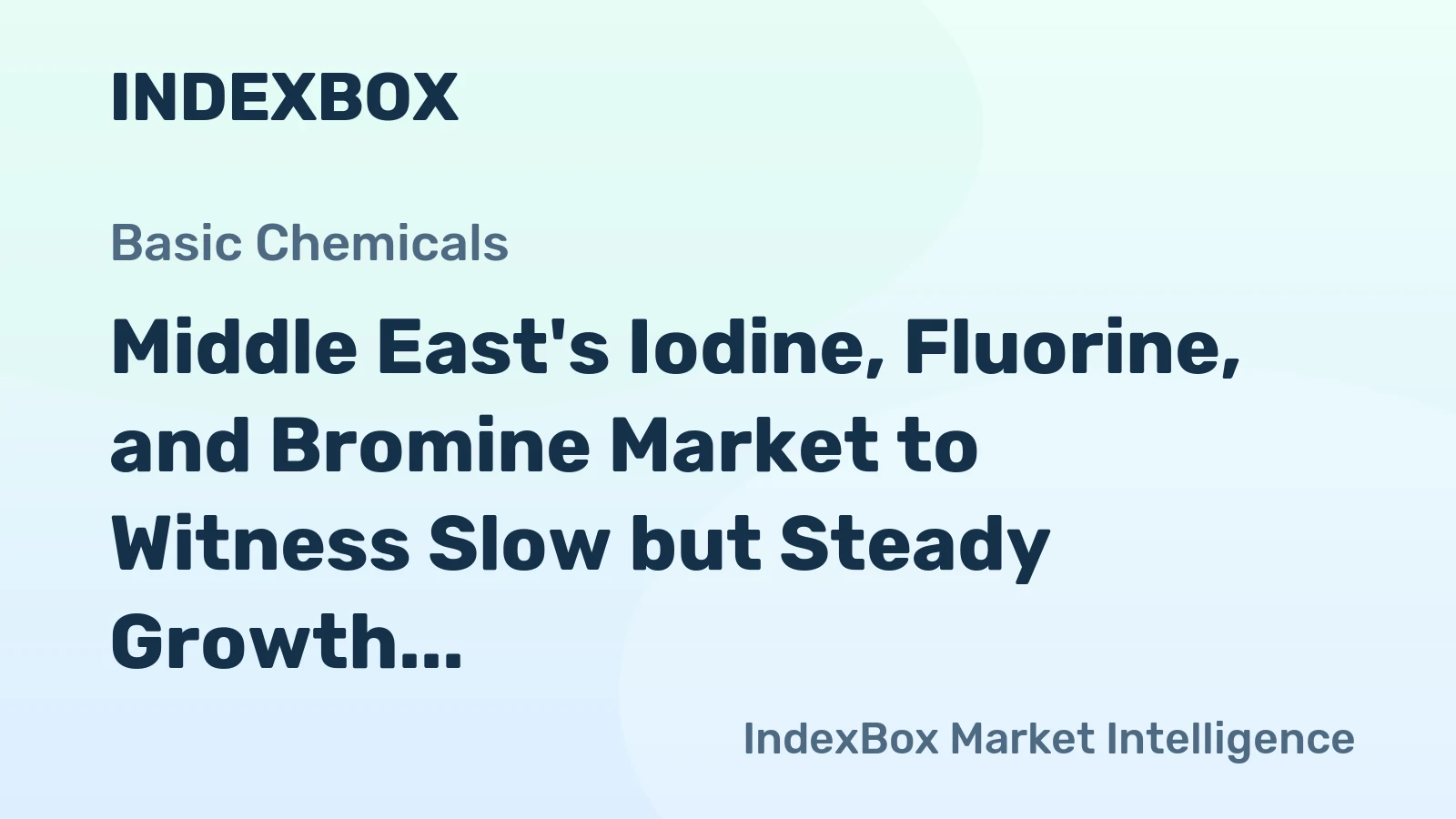 Middle East's Iodine, Fluorine, and Bromine Market to Witness Slow but Steady Growth with a CAGR of +1.2% from 2024 to 2035