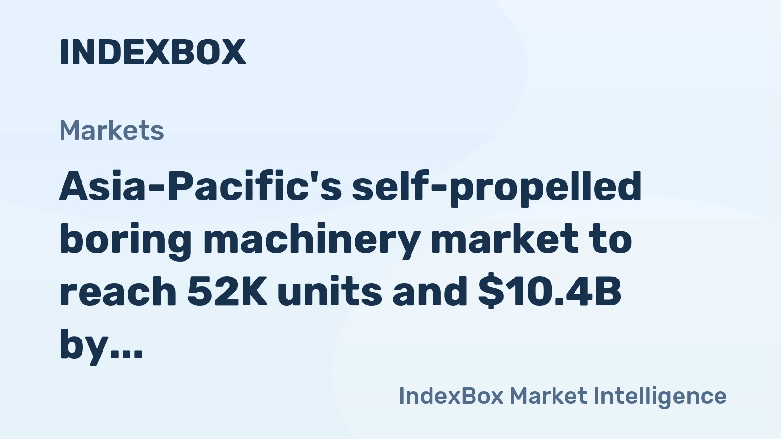 Asia-Pacific's self-propelled boring machinery market to reach 52K units and $10.4B by 2035, driven by sustained demand growth.