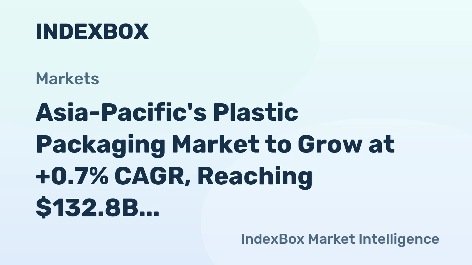 Asia-Pacific's Plastic Packaging Market to Grow at +0.7% CAGR, Reaching $132.8B by 2035