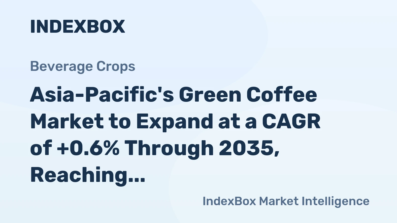 Asia-Pacific's Green Coffee Market to Expand at a CAGR of +0.6% Through 2035, Reaching $12.1B in Value