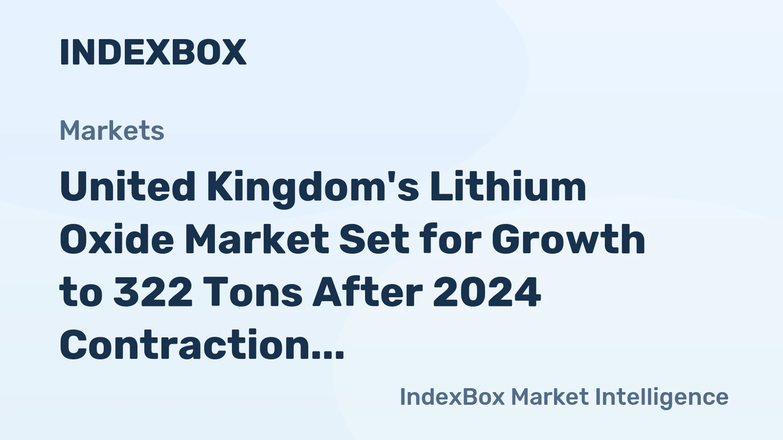 United Kingdom's Lithium Oxide Market Set for Growth to 322 Tons After 2024 Contraction