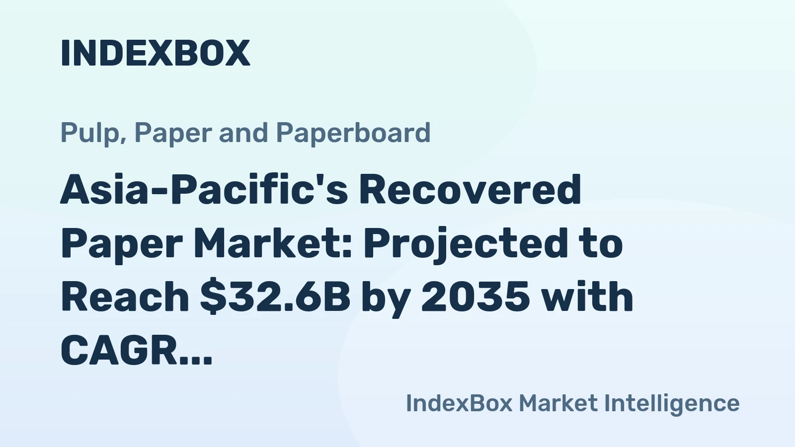 Asia-Pacific's Recovered Paper Market: Projected to Reach $32.6B by 2035 with CAGR of +1.2% in Volume