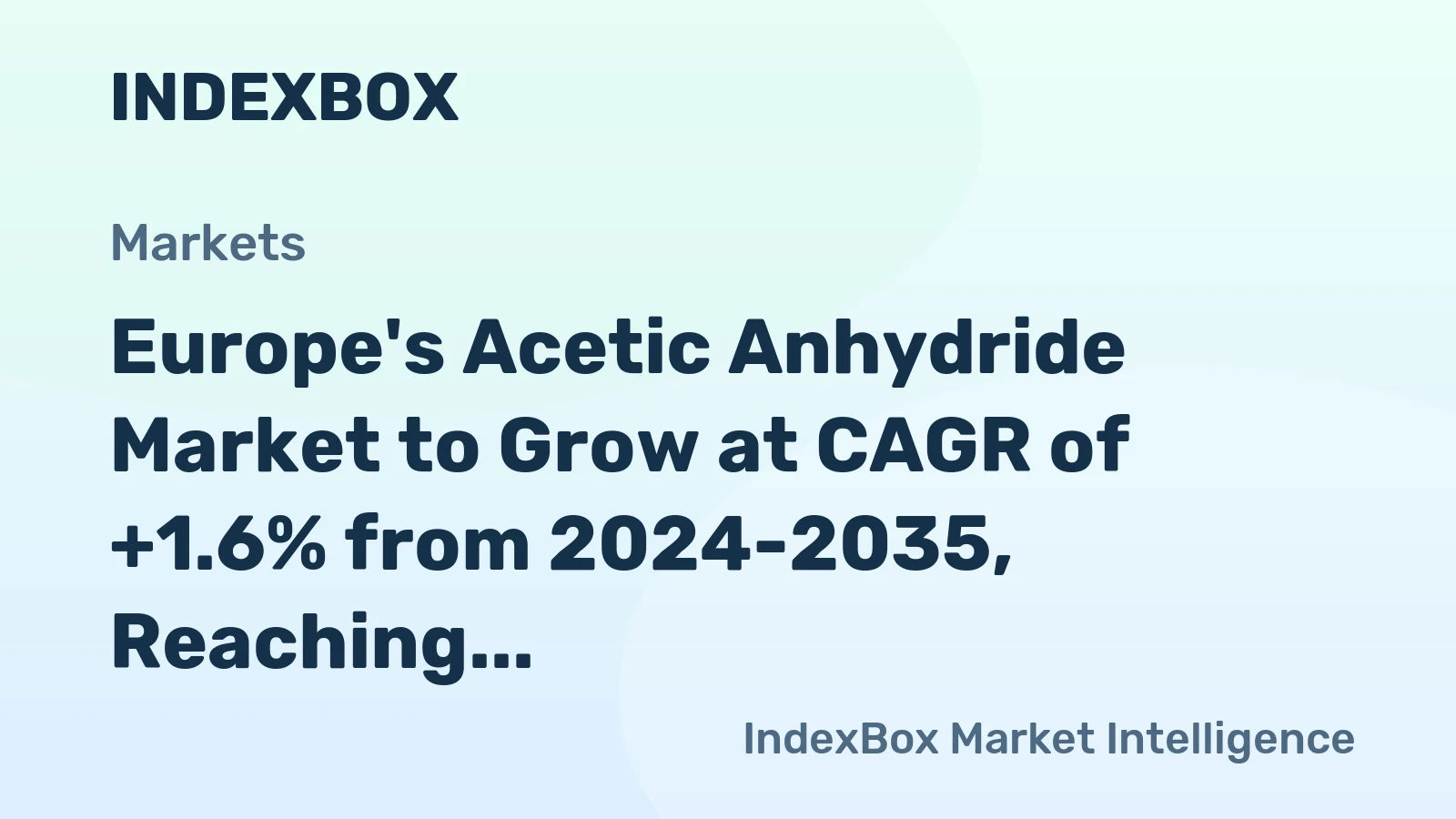 Europe's Acetic Anhydride Market to Grow at CAGR of +1.6% from 2024-2035, Reaching $417M by 2035