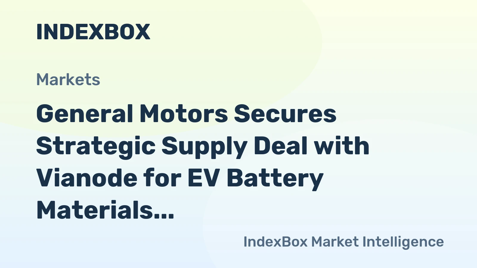 General Motors Secures Strategic Supply Deal with Vianode for EV Battery Materials