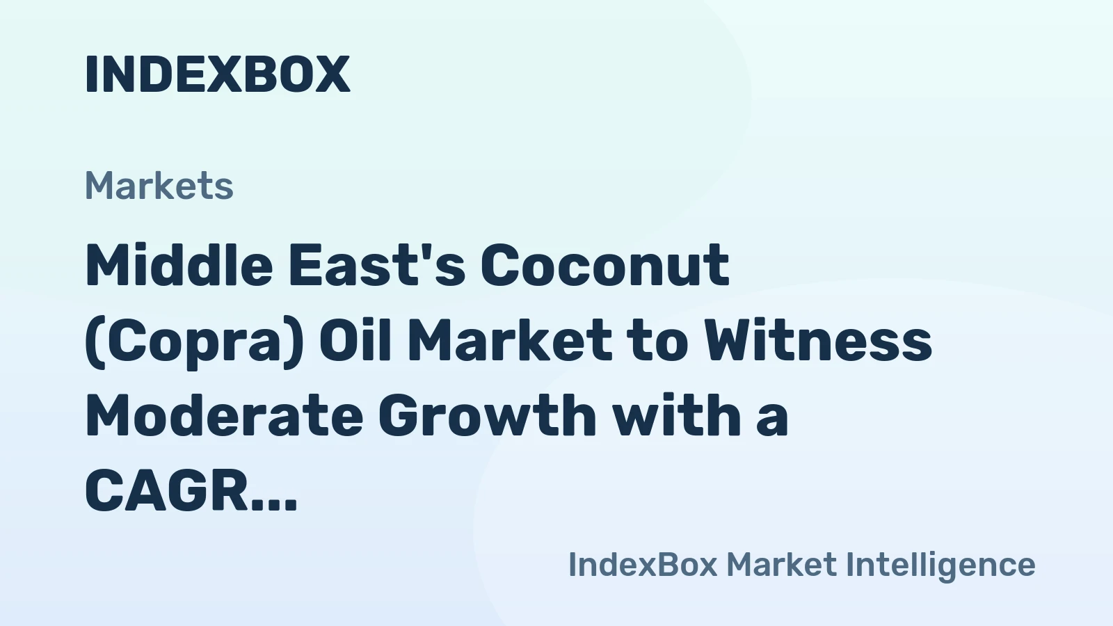 Middle East's Coconut (Copra) Oil Market to Witness Moderate Growth with a CAGR of +1.8% Through 2035