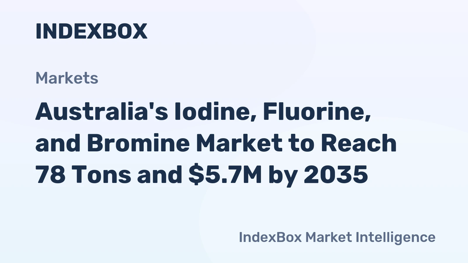 Australia's Iodine, Fluorine, and Bromine Market to Reach 78 Tons and $5.7M by 2035