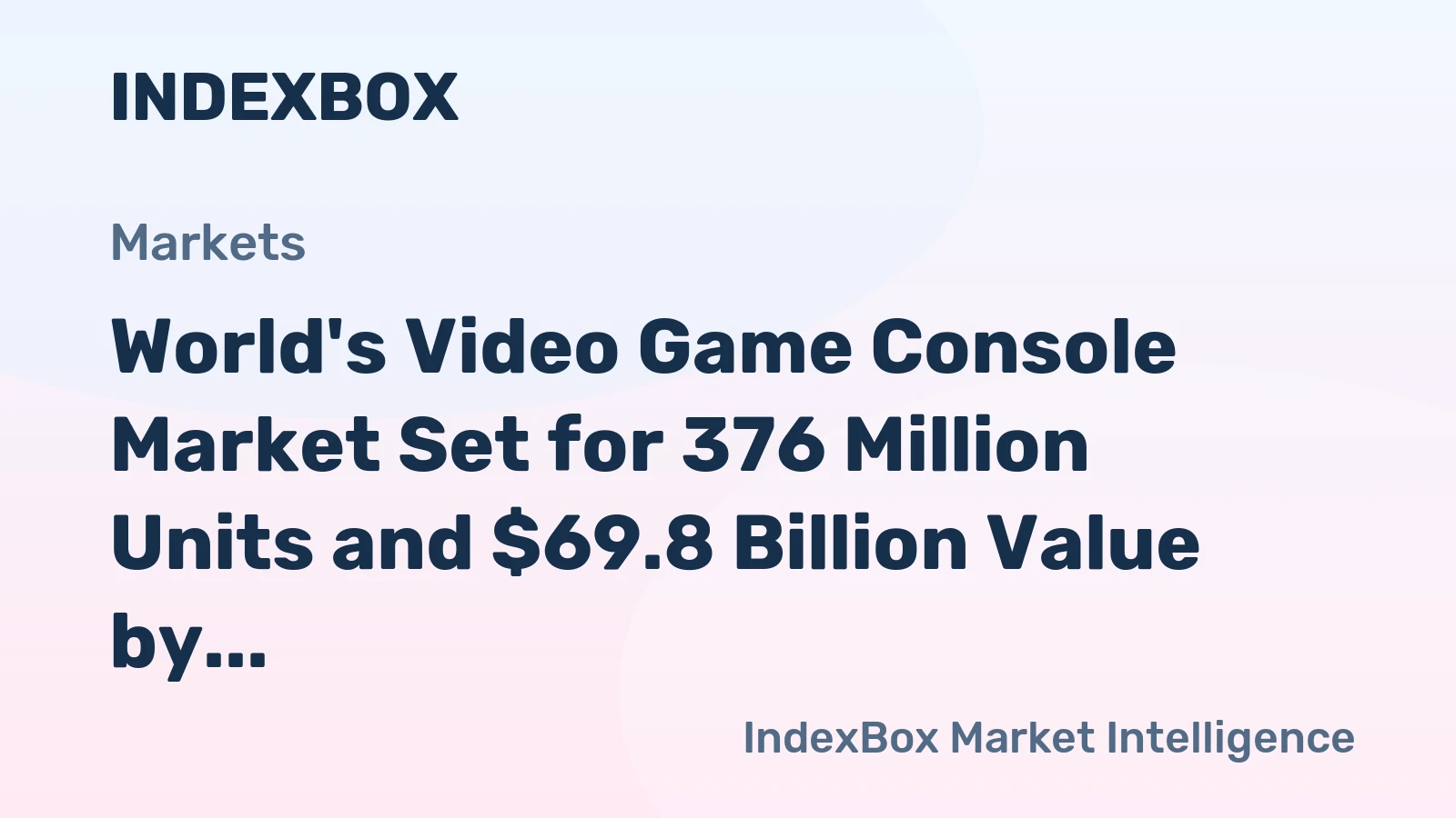 World's Video Game Console Market Set for 376 Million Units and $69.8 Billion Value by 2035