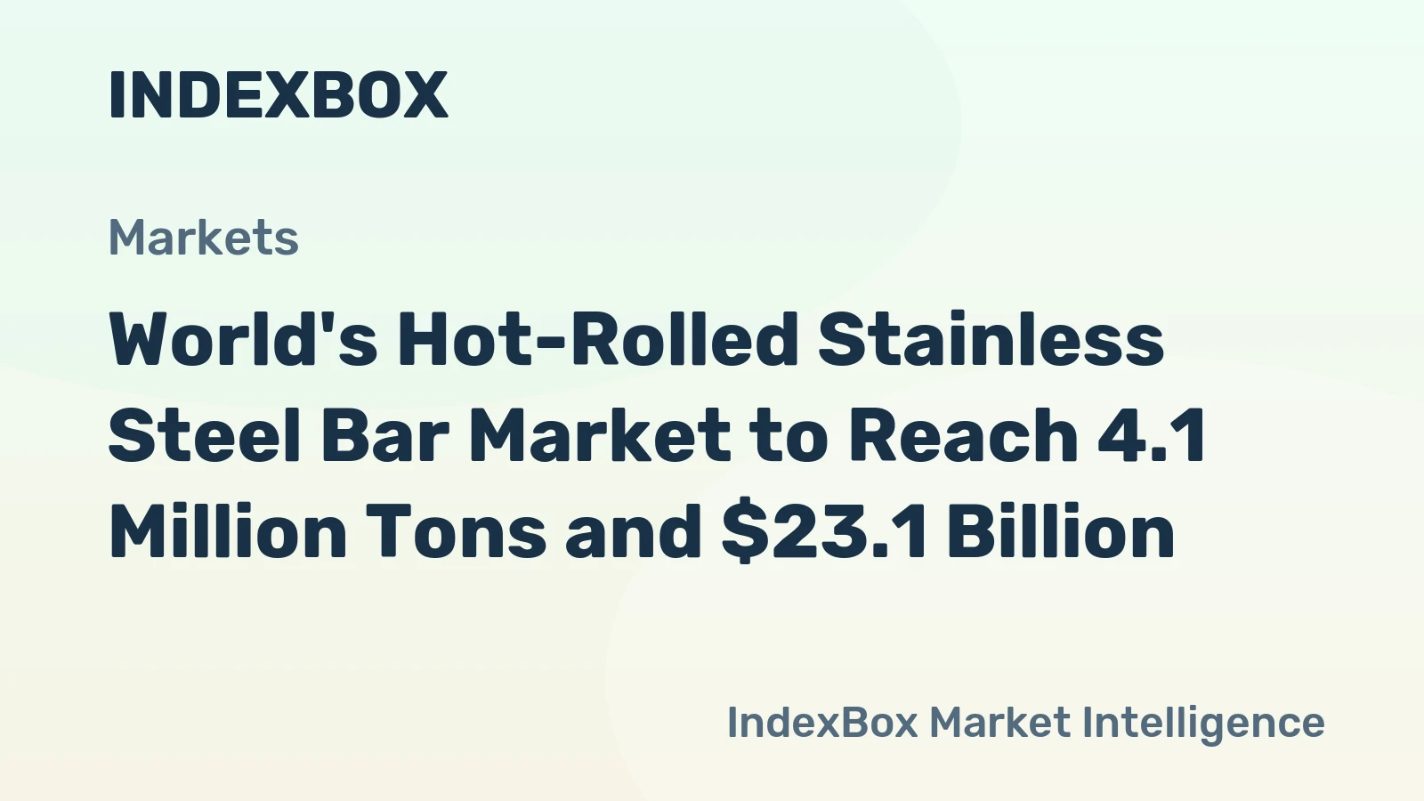 World's Hot-Rolled Stainless Steel Bar Market to Reach 4.1 Million Tons and $23.1 Billion