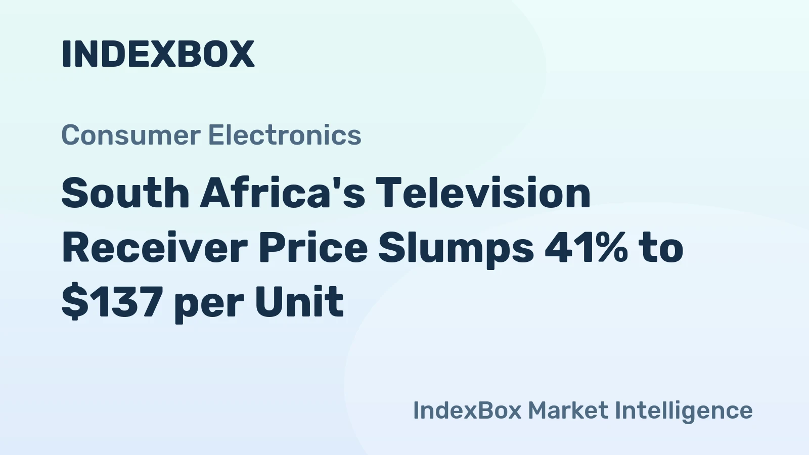 South Africa's Television Receiver Price Slumps 41% to $137 per Unit