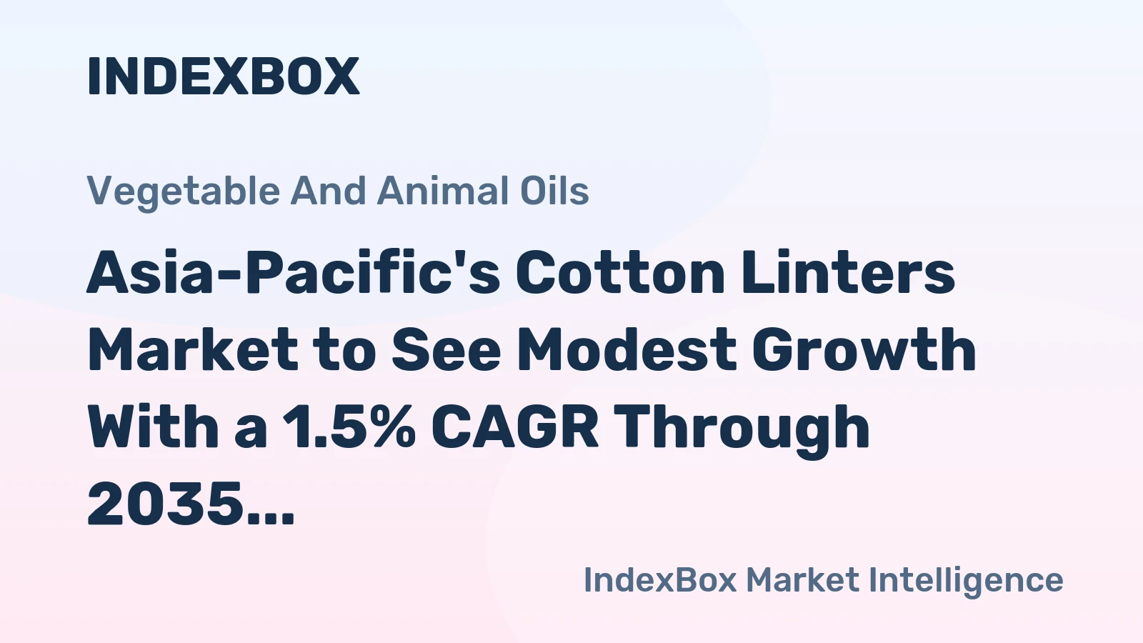 Asia-Pacific's Cotton Linters Market to See Modest Growth With a 1.5% CAGR Through 2035