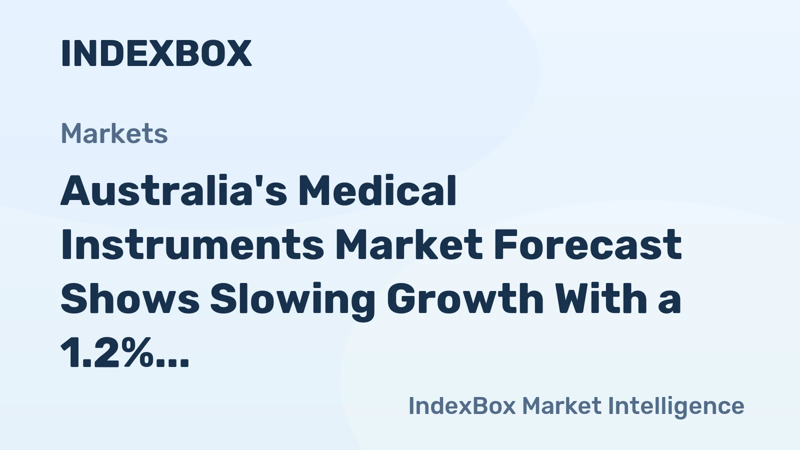 Australia's Medical Instruments Market Forecast Shows Slowing Growth With a 1.2% Volume CAGR