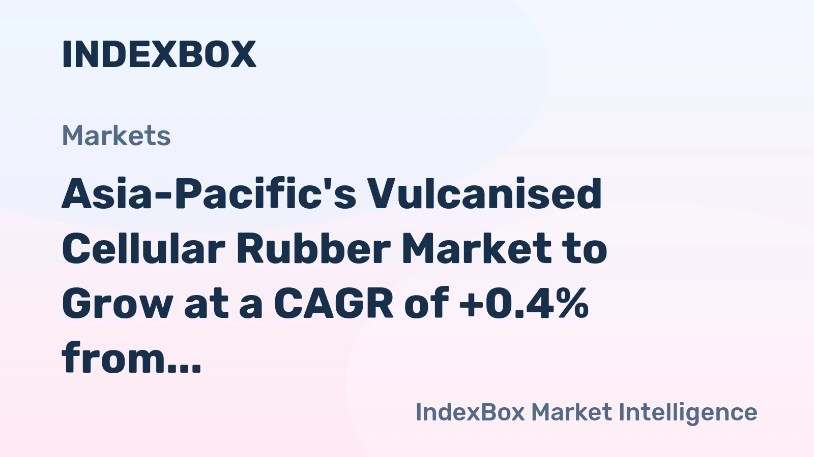 Asia-Pacific's Vulcanised Cellular Rubber Market to Grow at a CAGR of +0.4% from 2024 to 2035, Reaching 323K tons