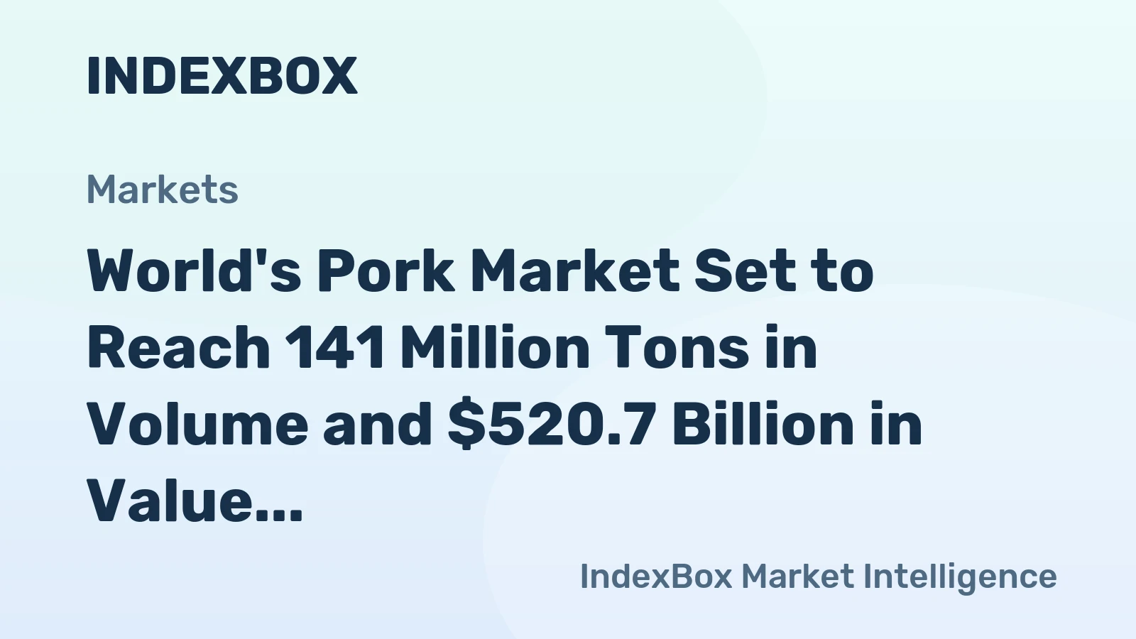 World's Pork Market Set to Reach 141 Million Tons in Volume and $520.7 Billion in Value by 2035