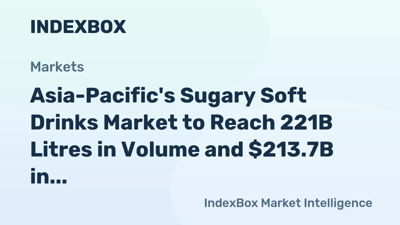 Asia-Pacific's Sugary Soft Drinks Market to Reach 221B Litres in Volume and $213.7B in Value by 2035