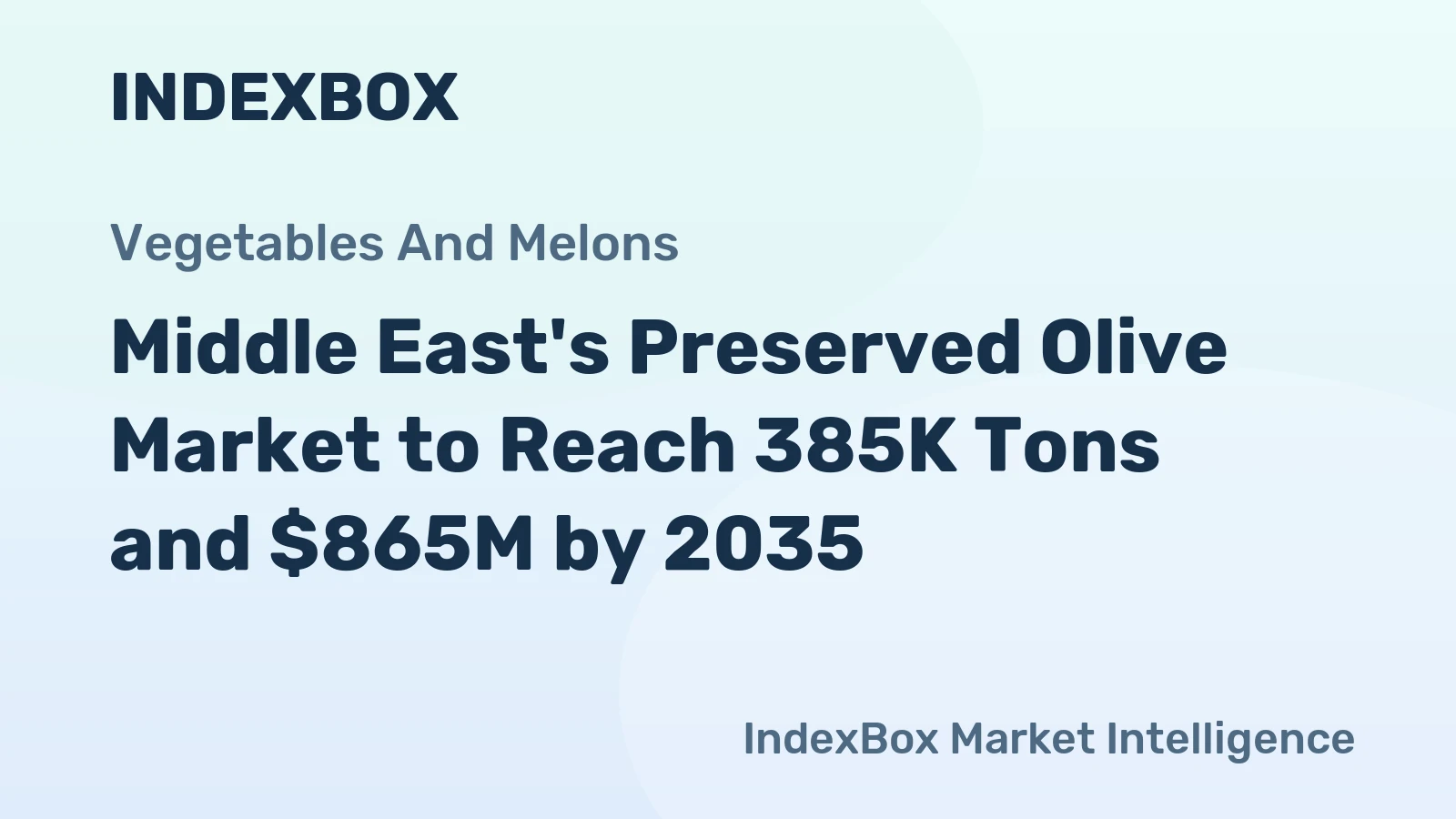 Middle East's Preserved Olive Market to Reach 385K Tons and $865M by 2035