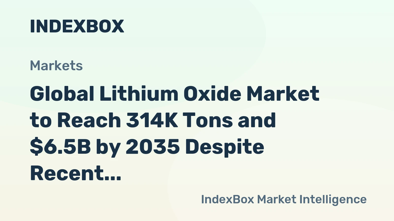 Global Lithium Oxide Market to Reach 314K Tons and $6.5B by 2035 Despite Recent Contraction