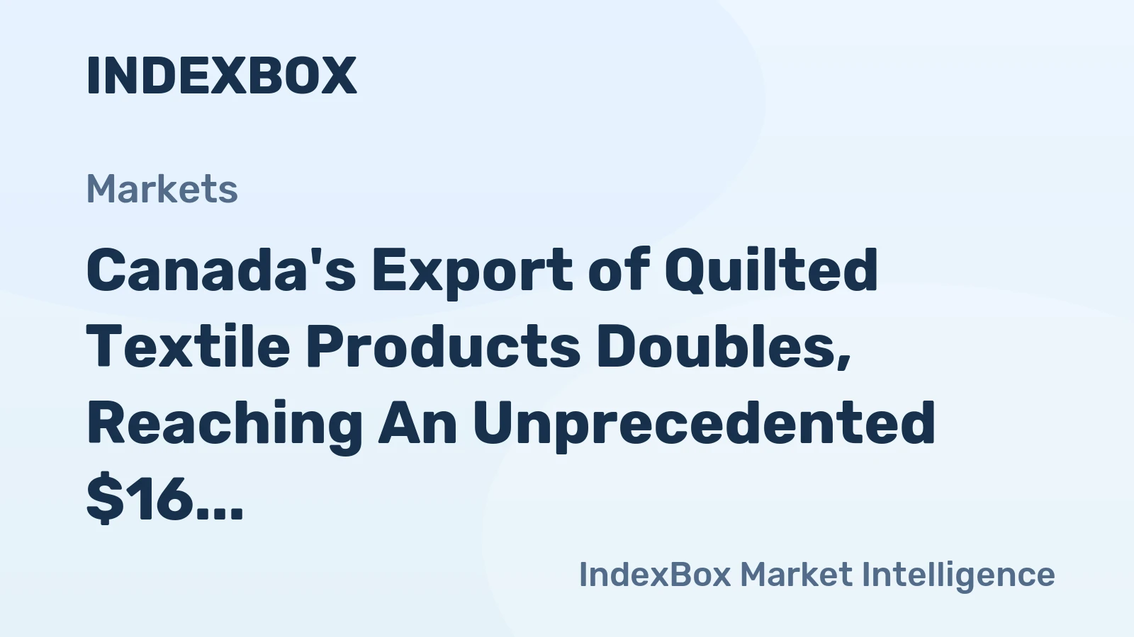 Canada's Export of Quilted Textile Products Doubles, Reaching An Unprecedented $16 Million in 2024
