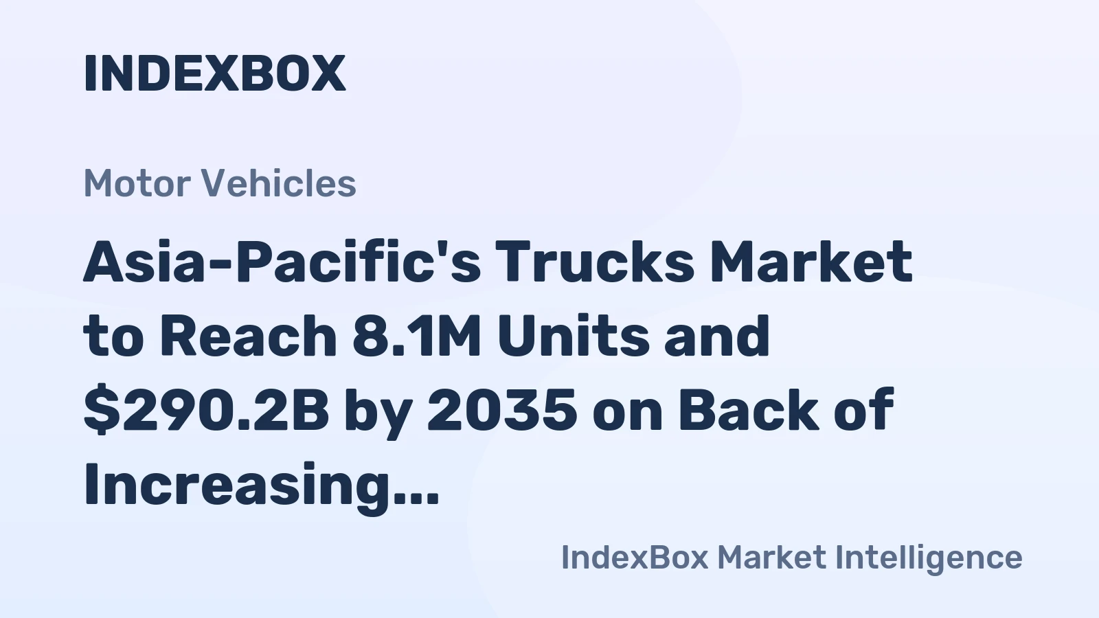 Asia-Pacific's Trucks Market to Reach 8.1M Units and $290.2B by 2035 on Back of Increasing Demand