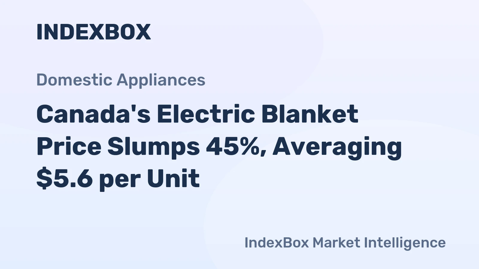 Canada's Electric Blanket Price Slumps 45%, Averaging $5.6 per Unit