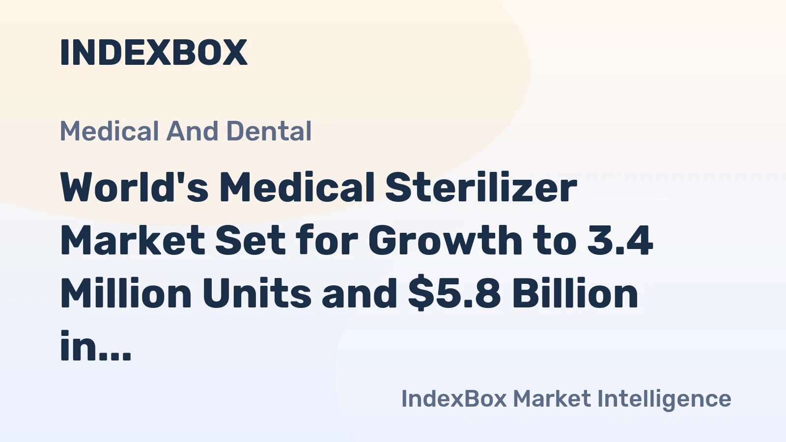 World's Medical Sterilizer Market Set for Growth to 3.4 Million Units and $5.8 Billion in Value