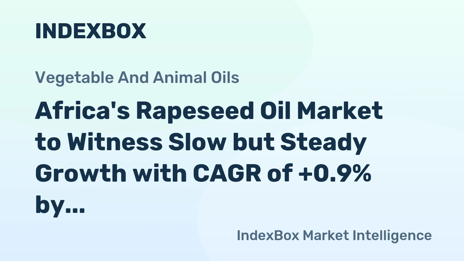 Africa's Rapeseed Oil Market to Witness Slow but Steady Growth with CAGR of +0.9% by 2035