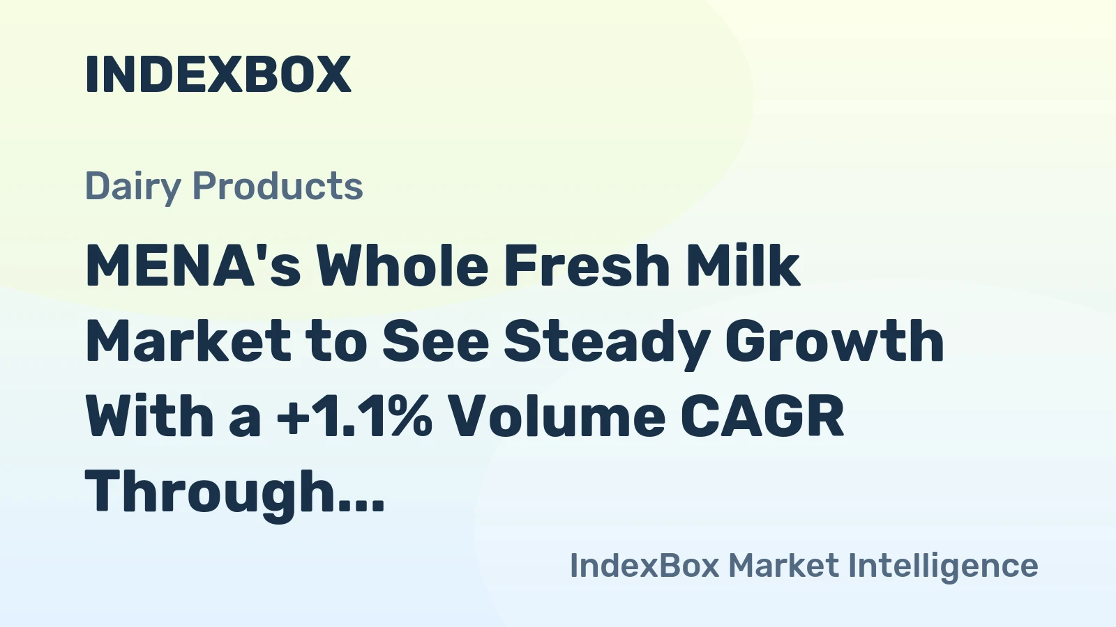 MENA's Whole Fresh Milk Market to See Steady Growth With a +1.1% Volume CAGR Through 2035
