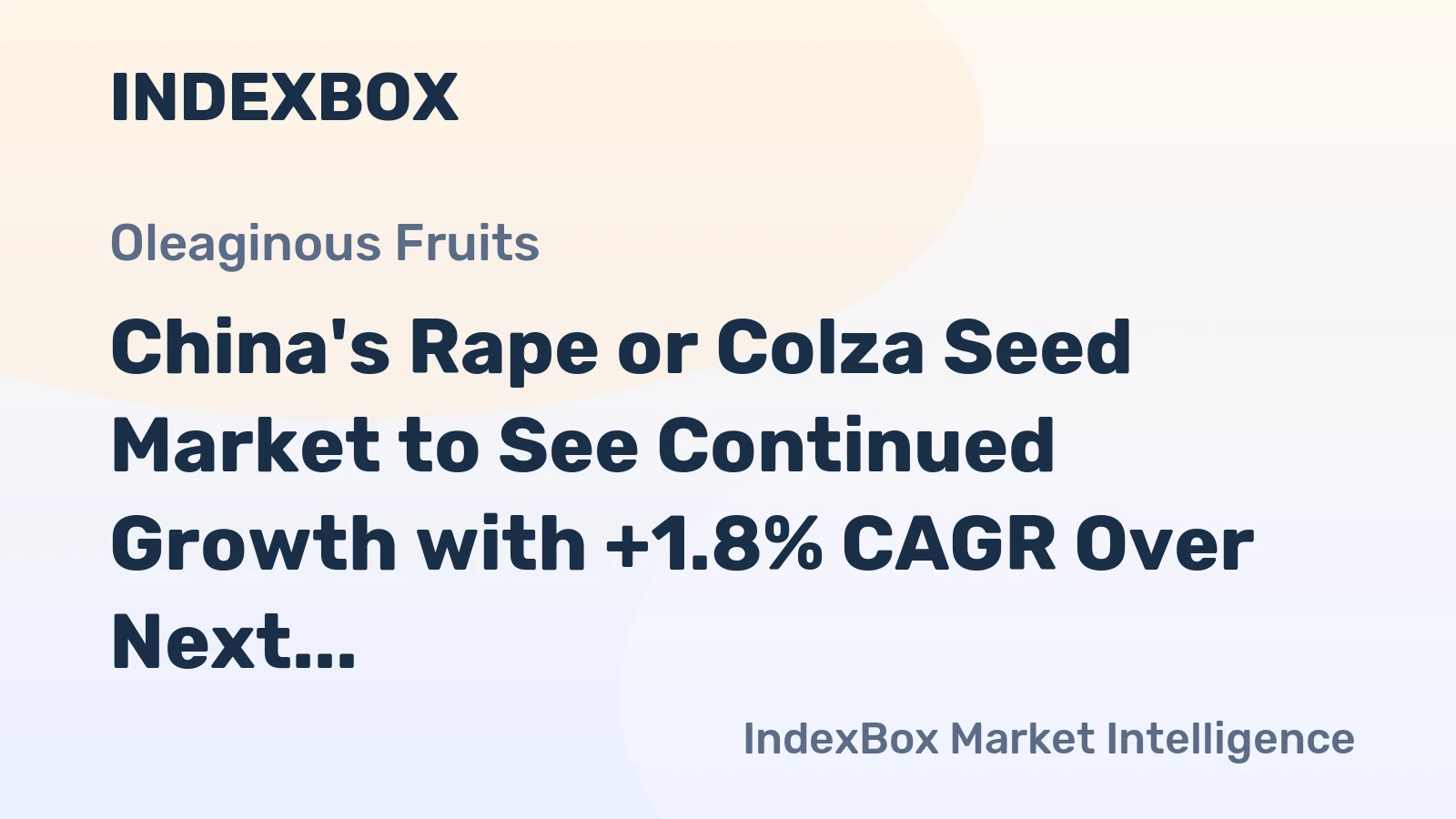 China's Rape or Colza Seed Market to See Continued Growth with +1.8% CAGR Over Next Decade